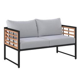 Ambia Garden Loungesofa, Natur, Schwarz, Holz, Metall, Textil, Akazie, vollmassiv, 125x67.5x63.5 cm, Loungem&ouml;bel, Outdoorsofas