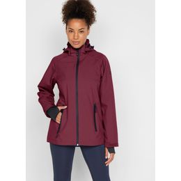 bonprix Wasserdichte Funktions-Jacke mit reflektierenden Details, rot, Gr.46, Sportliche Regenjacke mit abnehmbarer Kapuze und versiegelten N&auml;hten