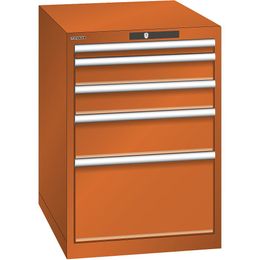 LISTA ESD-Schubladenschrank, BxTxH 564 x 725 x 800 mm, 5 Schubladen, Traglast 75 kg, orange
