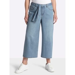 sheego Damen 7/8-Jeans mit weiten Beinen, blue-bleached, Gr&ouml;&szlig;e 48