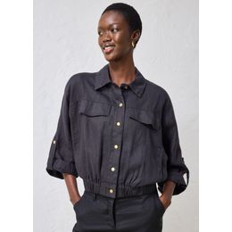 bonprix Blouson aus reinem Leinen, schwarz, Gr.50, sommerlicher Blouson aus einer sch&ouml;nen Premium-Qualit&auml;t