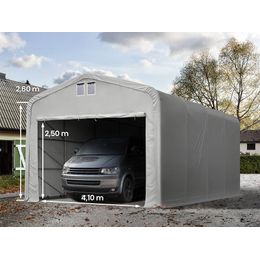 TOOLPORT 5x8m Zeltgarage, PVC-Plane, grau, mit Statik (Erduntergrund) - (99402)