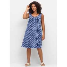 sheego Gro&szlig;e Gr&ouml;&szlig;en Strandkleid mit Grafikprint, royalblau-ecru-bedruckt, Gr&ouml;&szlig;e 54 - Damen