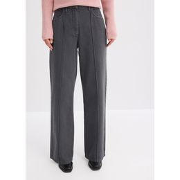 bonprix Twillhose aus reiner Baumwolle, grau, Gr.44, L&auml;ssige Twillhose mit weitem Bein und seitlichen Taschen, aus 100% Baumwolle