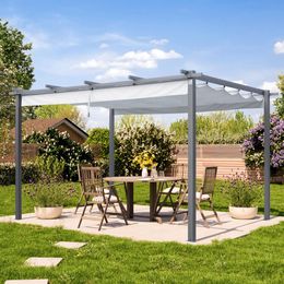 PRIMEYARD 3x4m Pergola in Perlgrau; mit Sonnensegel in Stone - (400102)
