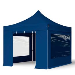TOOLPORT 3x3m Aluminium Faltpavillon, inkl. 4 Seitenteile, dunkelblau - (600156)