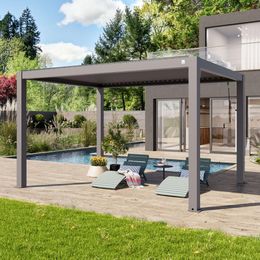 PRIMEYARD 3x4m Pergola in Perlgrau; mit Lamellendach in Perlgrau - (400116)