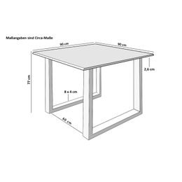 Esstisch MUNDRA B-Ware 90 naturfarben / 90x90 / U-Gestell Silber