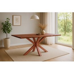 Esstisch Prag nussbaumfarben / 140x80 / Spider-Holzgestell Nussbaum