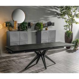 Pharao24.de Design Ausziehtisch mit Keramikplatte Metall Spider Gestell
