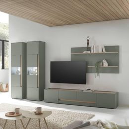 Pharao24.de TV Wohnwand Anbauwand in modernem Design 322 cm breit (vierteilig)