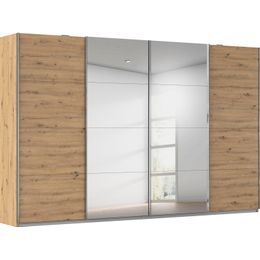Schwebet&uuml;renschrank Rauch "Kleiderschrank Schrank Garderobe W&auml;scheschrank Ankleide SYNCRONO", braun (eichefarben artisan, spiegel), B:361cm H:230cm T:62cm, Holzwerkstoff, Schr&auml;nke, Schwebet&uuml;renschrank, Mittelt&uuml;ren mit praktischer Synchron-&Ouml;ffnung MADE IN GERMANY