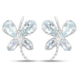 Paar Ohrstecker VIRA JEWELS "Silber 925 rhodiniert Schmetterling-Motiv mit echtem Aquamarin", wei&szlig; (wei&szlig;, hellblau), Ohrringe, Damen, one-size, 1, Silber 925 (Sterlingsilber)
