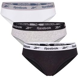 Bikinislip Reebok "CARINA", Damen, Gr. L, schwarz, wei&szlig;, Obermaterial: 95% Baumwolle, 5% Elasthan, eng, Unterhosen, eng, basic, bequem, mit Logo, breiter Bund, Baumwollmix