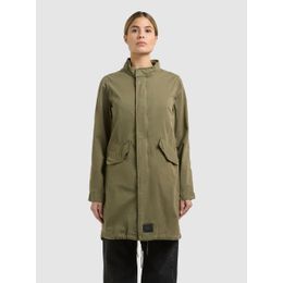 Kurzmantel Khujo "THERES", Damen, Gr. XL, olive, Twill, 100% Baumwolle, unifarben, regular fit knielang, eingesetzt abgesteppte Kante, M&auml;ntel Kurzmantel