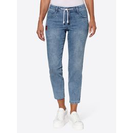 5-Pocket-Jeans Casual Looks, Damen, Gr. 20, Kurzgr&ouml;&szlig;en, blau (blau, bleached), 81% Baumwolle, 17% Polyester, 2% Elasthan, unifarben, lang, Jeans 5-Pocket-Jeans