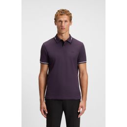 Poloshirt BOSS Green "Paul", Herren, Gr. L, lila (medium lila517), Jersey, Obermaterial: 92% Baumwolle, 8% Elasthan, unifarben, slim fit, hoch geschlossener Ausschnitt, eingesetzt B&uuml;ndchen kontrastfarben, Shirts, mit Polokragen