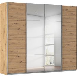Schwebet&uuml;renschrank Rauch "Kleiderschrank Schrank Garderobe W&auml;scheschrank Ankleide SYNCRONO", braun (eichefarben artisan, spiegel), B:271cm H:230cm T:62cm, Holzwerkstoff, Schr&auml;nke, Schwebet&uuml;renschrank, Mittelt&uuml;ren mit praktischer Synchron-&Ouml;ffnung MADE IN GERMANY