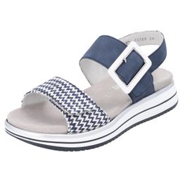 Keilsandalette Remonte "ELLE-Collection", Damen, Gr. 36, blau (dunkelblau, wei&szlig;), Lederimitat, Textil, Schuhe, Sommerschuh, Sandale, Komfortschuh mit praktischen Klettverschl&uuml;ssen