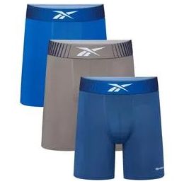 Boxershorts Reebok "Waite", Herren, Gr. XL, vector navy, still grau, vector blau, Single Jersey, Obermaterial: 92% Polyester, 8% Elasthan, k&ouml;rpernah, Unterhosen, ohne Eingriff und mit l&auml;ngerem Bein