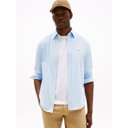 Langarmhemd Tommy Hilfiger "PERFORMANCE KNIT SOLID LS SHIRT", Herren, Gr. XL, N-Gr, blau (breezy blau), Web, Obermaterial: 70% Baumwolle, 30% Polyester, regular fit, 1-Knopf-Manschette, Hemden