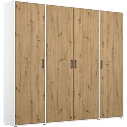 Kleiderschrank Rauch "VOYAGER Garderobe W&auml;scheschrank TOPSELLER Schlafzimmer", wei&szlig; (alpinwei&szlig;, eiche artisan, griffe graumetallic), B:187cm H:194cm T:53cm, Holzwerkstoff, Schr&auml;nke, Kleiderschrank, mit 2 modernen Griffvarianten, viel Stauraum MADE IN GERMANY