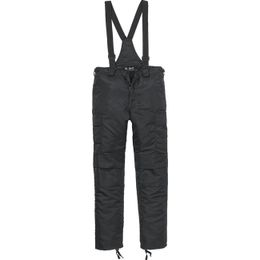 Stoffhose Brandit "Brandit Herren Thermal Dungarees", Herren, Gr. M, US-Gr&ouml;&szlig;en, schwarz, 100% Polyamid, unifarben, loose fit, Hosen Stoffhose