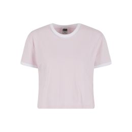 T-Shirt Urban Classics "Urban Classics Ladies Contrast Retro T-Shirt", Damen, Gr. 4XL, blushedrose, wei&szlig;, 95% Baumwolle, 5% Elasthan, unifarben, loose fit, Rundhals, Shirts T-Shirt