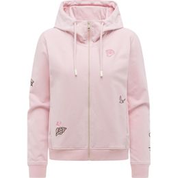 Sweatjacke Ragwear "Parya Embro", Damen, Gr. XS (34), hellrosa, Material: 95% Baumwolle, 5% Elasthan, gerade h&uuml;ftlang, Rundhals, &Auml;rmel ohne &Auml;rmelschlitz Rippstrickb&uuml;ndchen, Sweatjacken Sweatjacke, Damen Zipper mit Stickereien