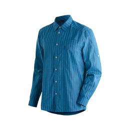 Funktionshemd Maier Sports "Mats L/S", Herren, Gr. 60, Normalgr&ouml;&szlig;en, blau, 97% Polyester, 3% Elasthan, Hemden, Herren Hemd langarm, karriertes Freizeithemd, Langarmhemd, Regular Fit