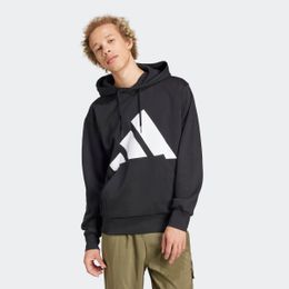 Kapuzensweatshirt adidas Sportswear "ESSENTIALS BIG LOGO HOODIE", Herren, Gr. L, schwarz-wei&szlig; (schwarz, wei&szlig;), Obermaterial: 55% Baumwolle, 36% Polyester, 9% Viskose, angesetztes B&uuml;ndchen, Sweatshirts, ohne Verschluss, mit Rippb&uuml;ndchen