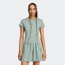 T-Shirt adidas originals "ESSENTIALS SLIM", Damen, Gr. XL, silber (silber gr&uuml;n), Obermaterial: 100% Baumwolle, Rundhals, Shirts T-Shirt, sportlicher Stil, schmale Silhouette, aus Single Jersey