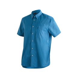 Funktionshemd Maier Sports "Mats S/S", Herren, Gr. 64, Normalgr&ouml;&szlig;en, blau, 97% Polyester, 3% Elasthan, Hemden, Herren Hemd kurzarm, karriertes Freizeithemd, Kurzarmhemd, Regular Fit