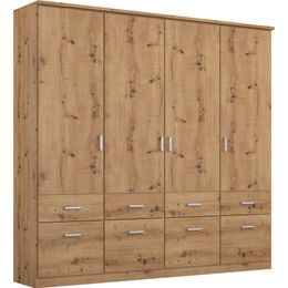 Kleiderschrank Rauch "Kleiderschrank Schrank Garderobe deckenhoher Schrank BREMEN", braun (eiche artisan), B:181cm H:199cm T:58cm, Holzwerkstoff, Schr&auml;nke, Kleiderschrank, in vielen Farbvariationen, inkl. Kranzblende MADE IN GERMANY