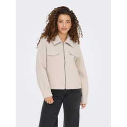 Boucl&egrave;jacke Only "ONLMALO BOUCLE JACKET OTW NOOS", Damen, Gr. XS, beige (pumice stone detail:melange), Boucl&eacute;, Obermaterial: 100% Polyester, meliert, Jacken Boucl&egrave;jacke