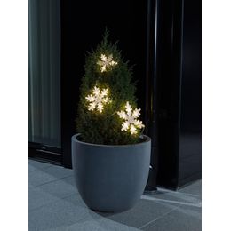 Konstsmide LED-Lichtervorhang "Weihnachtsdeko aussen", transparent, Dioden 15 Stk. Flammen 15 Stk., Kabell&auml;nge 3m x Gesamtl&auml;nge 3m, Lichterketten, LED Lichtervorhang, 3 Acryl Schneeflocken, 15 warm wei&szlig;e Dioden, LED-Lichtervorhang