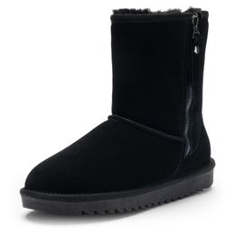 Winterboots Ara "ALASKA Zip", Damen, Gr. 36, schwarz (schwarz classic zip), Lammfell, Veloursleder, unifarben, Schuhe Winterboots, Schlupfboots, Plateauboots mit Lammfellfutter
