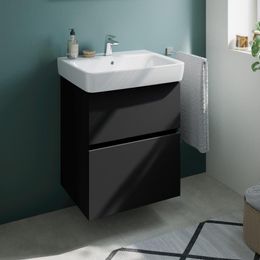 Geberit Renova Plan Waschtisch, evineo ineo5 evo Unterschrank B: 60 cm, 2 Ausz&uuml;ge, mit Griffmulde,, 501636001+BE0985BM,