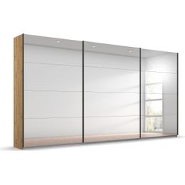 Schwebet&uuml;renschrank Rauch "Kleiderschrank Schrank Garderobe W&auml;scheschrank Ankleide OTELI", braun (eiche artisan), B:360cm H:210cm T:62cm, Holzwerkstoff, Schr&auml;nke, Schwebet&uuml;renschrank, mit Spiegelfront, inkl. 3 Innenschubladen MADE IN GERMANY