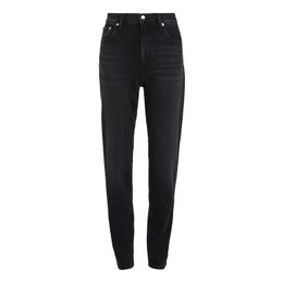 Mom-Jeans Calvin Klein Jeans "MOM JEAN", Damen, Gr. 26, L&auml;nge 28, schwarz (denim schwarz), Denim/Jeans, Obermaterial: 99% Baumwolle, 1% Elasthan, unifarben, gerade, unten schmal, Jeans Mom-Jeans, im 5-Pocket-Style