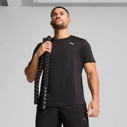 Trainingsshirt Puma "M TAD ESSENTIAL POLY TEXTURE TEE", Herren, Gr. L, Puma schwarz, Web, Obermaterial: 100% Polyester, regular fit normal, Rundhals, Shirts Trainingsshirt, ergonomische Cutlines, Kurzarm, f&uuml;r Sportmode und aktive Workouts