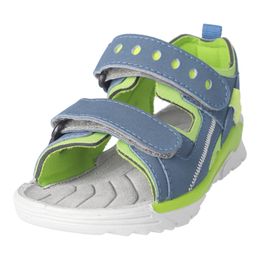 Ricosta M&auml;dchen Sandale "Tajo", Gr. 32blau, gr&uuml;n, Lederimitat, Textil, kontrastfarbene Details, Schuhe, Trekkingsandale mit Klett, Gr&ouml;&szlig;enschablone