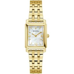 Quarzuhr Bulova, gold (goldfarben), Armbanduhren, Damen, Quarzuhr, Armbanduhr, Damenuhr, Edelstahlarmband, analog