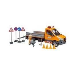 Bruder MB Sprinter Kommunal mit Light & Sound Modul, Modellfahrzeug orange, Inkl. Fahrer und Zubeh&ouml;r