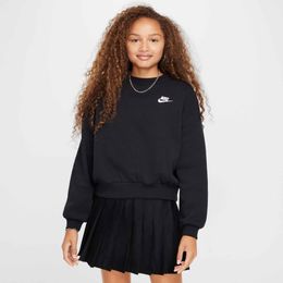 Sweatshirt Nike Sportswear, M&auml;dchen, Gr. S (128/134), schwarz, wei&szlig;, Obermaterial: 80% Baumwolle, 20% Polyester, Sweatshirts Sweatshirt, lockerer Schnitt, leichtes Fleece, leicht verk&uuml;rztes Design
