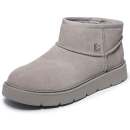 Winterboots Skechers "KEEPSAKES COZY-COZY MINI", Damen, Gr. 35, taupe, Veloursleder, Schuhe Winterboots, Snowboots, Schlupfstiefel mit Plateausohle