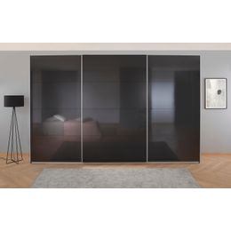 Schwebet&uuml;renschrank Rauch "Kleiderschrank Schrank Garderobe KOLUNA mit Hochglanz-Front", grau (graumetallic, hochglanz effektgrau), B:360cm H:229cm T:62cm, Holzwerkstoff, Schr&auml;nke, Schwebet&uuml;renschrank, inkl. 2 Innenschubladen sowie extra Einlegeb&ouml;den MADE IN GERMANY
