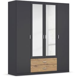 Kleiderschrank Rauch "Schrank Garderobe Ankleide GAMMA Breiten 91/136/181/226/271/315/360 cm", grau (graumetallic, eiche artisan, griffe alu), B:181cm H:210cm T:54cm, Holzwerkstoff, Schr&auml;nke, Kleiderschrank, verschiedene Griff-Varianten, mit Spiegel TOPSELLER MADE IN GERMANY, Topseller
