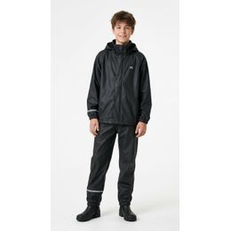 Regenmantel name it "NKNDRY10 f&uuml;r M&auml;dchen mit Regenjacke und Hose im Set", Jungen, Gr. 128, schwarz, Web, Obermaterial: 100% Polyester, unifarben, regular fit normal, elastischer Bund, M&auml;ntel Regenmantel, unifarben, casual, regular fit, Kunstfaser, Web