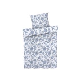 Schlafzimmer LIVARNO home Bettw&auml;sche Satin, 135 x 200 cm (Blumen/blau/wei&szlig;)"" 100388268001